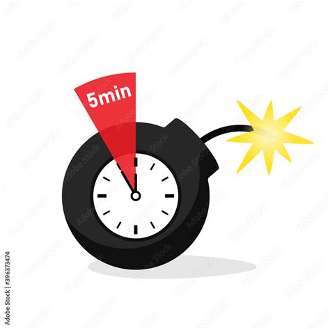 Five Minutes Countdown Timer Bomb Icon Clipart Image Isolated On White