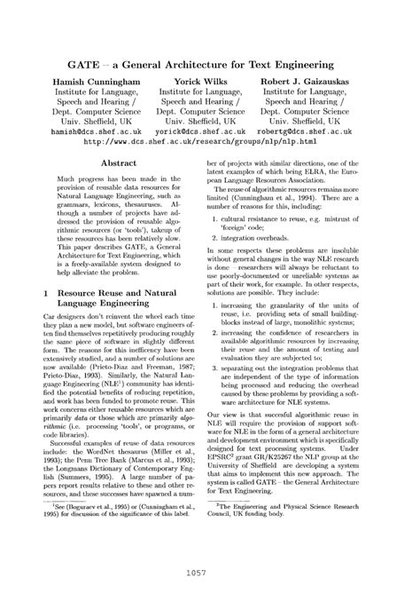Pdf Gate A General Architecture For Text Engineering