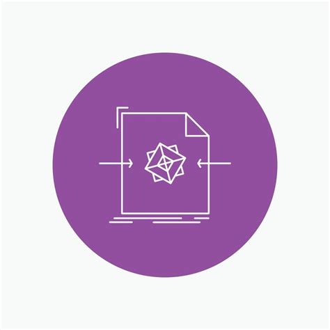 3d Document File Object Processing White Line Icon In Circle