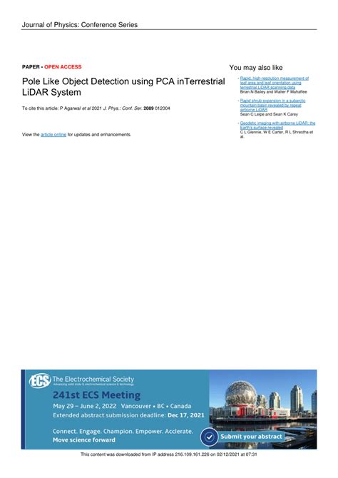 PDF Pole Like Object Detection Using PCA InTerrestrial LiDAR System