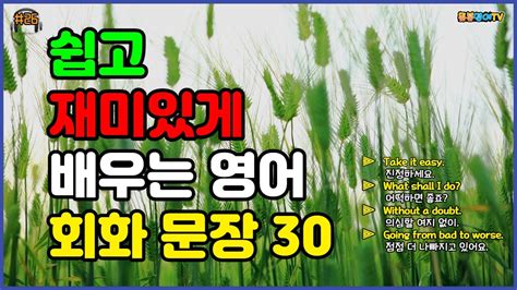 생활영어 쉽고 재미있게 배우는 영어 회화 문장 30 영어회화 표현 모음 반복하면 익히시는 데 도움이 됩니다 왕초보 기초회화 영어공부 기초영어 쉬운