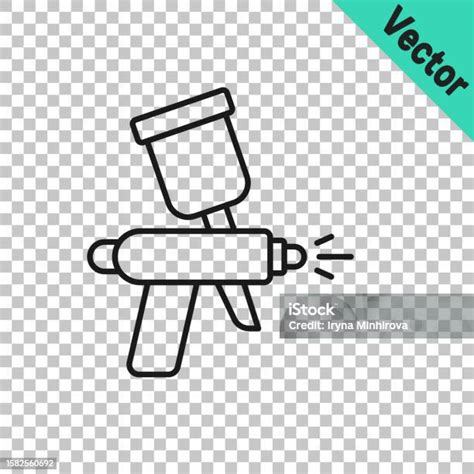 투명 한 배경에 격리 된 검은 줄 페인트 스프레이 건 아이콘 벡터 검은색에 대한 스톡 벡터 아트 및 기타 이미지 검은색 교통 위반 티켓 금속 Istock