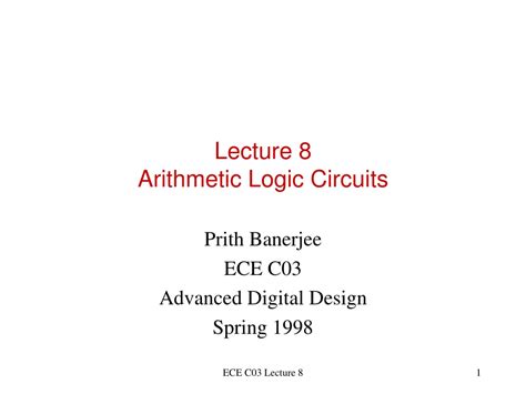 Ppt Advanced Digital Design Arithmetic Logic Circuits Powerpoint