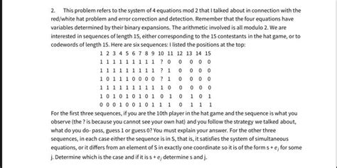 2 This Problem Refers To The System Of 4 Equations Chegg Com