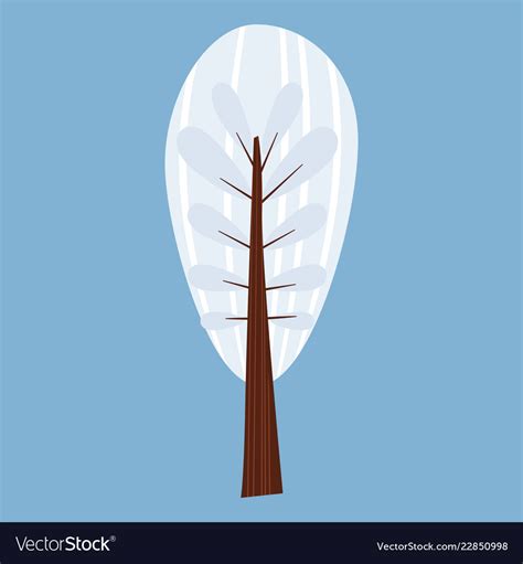 Winter Tree Decorate Stylized Snow Naked Vector Image