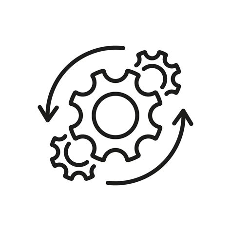 Gear And Round Arrow Business Technology Process Thin Line Icon