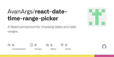 GitHub AvanArgs React Date Time Range Picker A React Component For