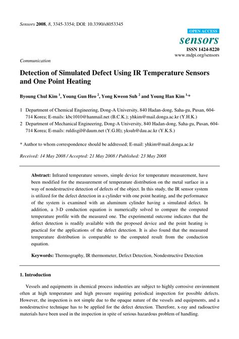 Pdf Detection Of Simulated Defect Using Ir Temperature Sensors And