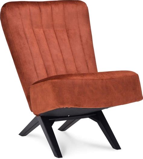 Icon Living Fauteuil Dave Velours Adore Copper Poot Zwart Bol
