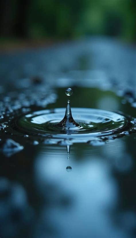 A Single Raindrop Falling Onto A Puddle Of Water Puddle Waves