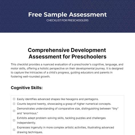 Free Assessment Checklist Templates And Examples Edit Online And Download