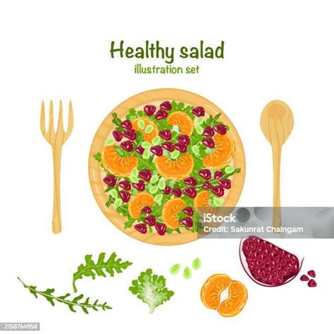 건강한 요리 재료 맛있는 혼합 과일 비타민이 풍부 음식 그릇의 평면도 그릇에 과일과 야채 샐러드 음식 메뉴 장식에 대한 색상 배경 벡터 그림에 고립되어 있습니다 건강한 생활