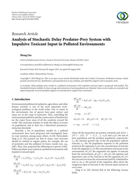 Pdf Analysis Of Stochastic Delay Predator Prey System With Impulsive