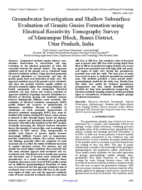 Groundwater Investigation And Shallow Subsurface Evaluation Of Granite Gneiss Formation Using