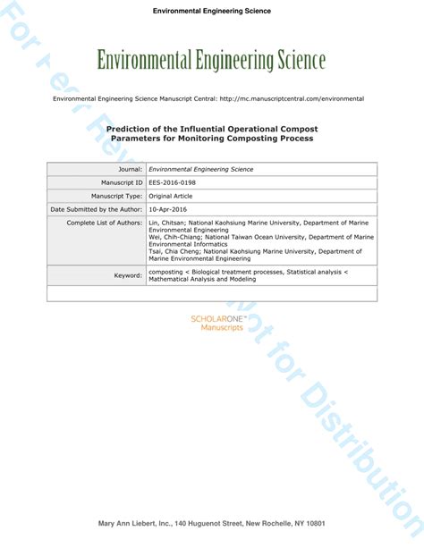 Pdf Prediction Of Influential Operational Compost Parameters For