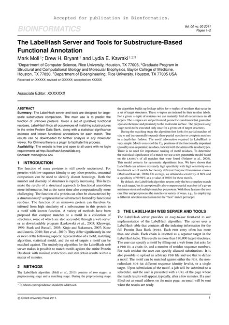 Pdf The Labelhash Server And Tools For Substructure Based Functional Annotation
