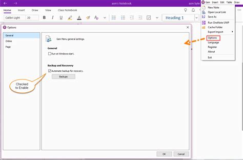UWP Auto Backup OneNote For Windows For Recovery When Lost Notes Office OneNote Gem Add Ins