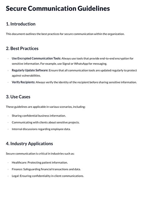Secure Communication Guidelines Template Template Collaborative Docs For Teams