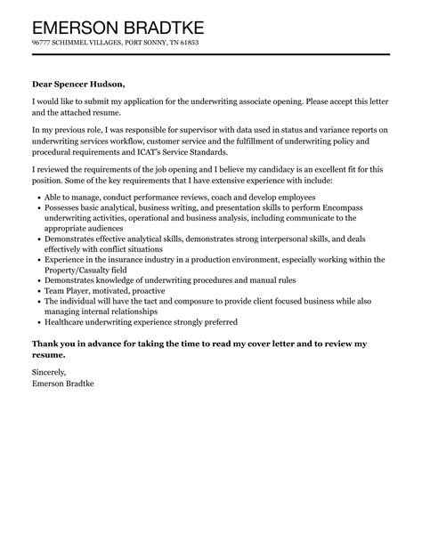 Underwriting Associate Cover Letter Velvet Jobs