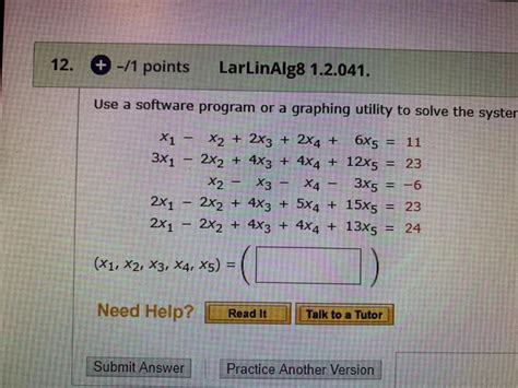 Solved 1 Points 12 Larlinalg8 12041 Use A Software