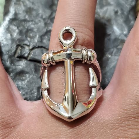 Sterling Silver Large Anchor Ring Etsy