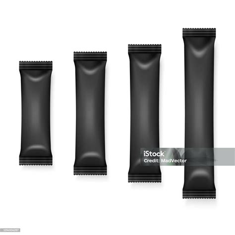 벡터 3d 사실적인 검정 빈 포장 아이콘 은 흰색 배경에 격리 된 클로즈업을 설정합니다 커피 차 소금 설탕 향신료 포장지 봉지 모형을 위한 포장의 디자인 템플릿 맨 위 보기