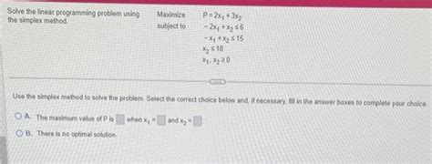 Solve The Lineat Programming Problem Using The