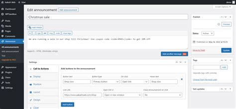 How To Add An Announcement With Countdown Timer