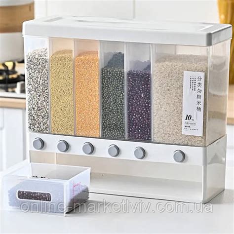 Купить Органайзер для круп с дозатором, 6 секций, MA-2000 / Кухонный ...