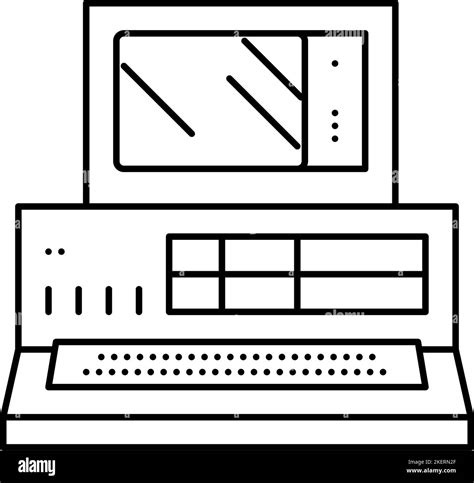 Computer Pc Retro Device Line Icon Vector Illustration Stock Vector Image And Art Alamy