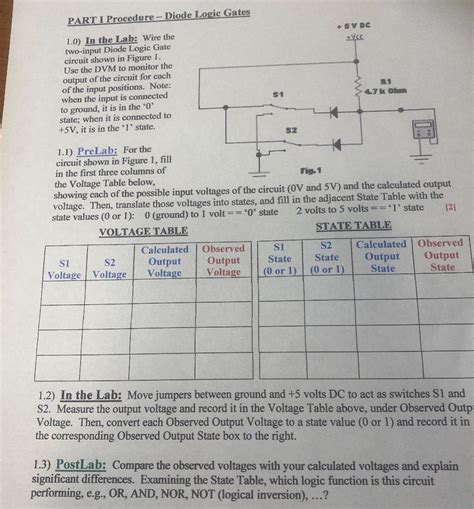 solved part i procedure diode logic gates 5v dc 1 0 in