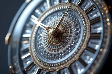 Elegant Crystal Embedded Clock With Exquisite Design Stock Illustration