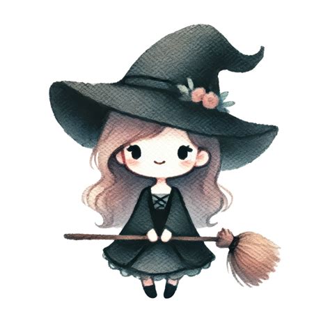 Cute Witch With Broom Illustration 51780327 Png
