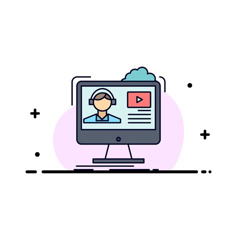 Tutorials Video Media Online Education Flat Color Icon Vector 19098219