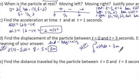 Calculus Bc Worksheet 2 On Particle Motion