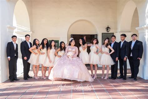 Quinceanera Photo Shoot With Damas And Chambelanes At The Junipero