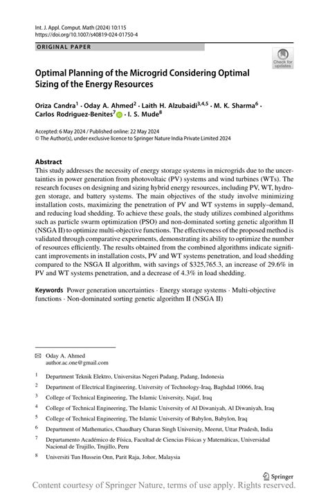 Optimal Planning Of The Microgrid Considering Optimal Sizing Of The