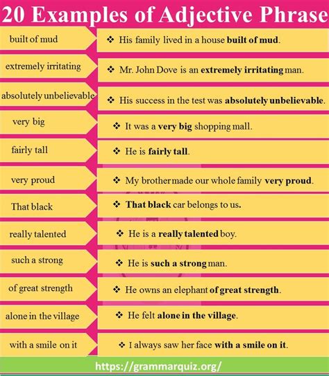 20 Examples Of Adjective Phrase In English Examples Of Adjectives