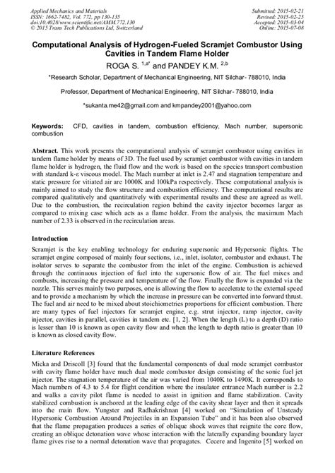 Computational Analysis Of Hydrogen Fueled Scramjet Combustor Using Cavities In Tandem Flame