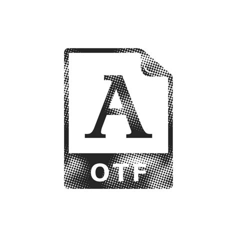 Open Type File Format Icon In Halftone Style Black And White Monochrome Illustration 55034832