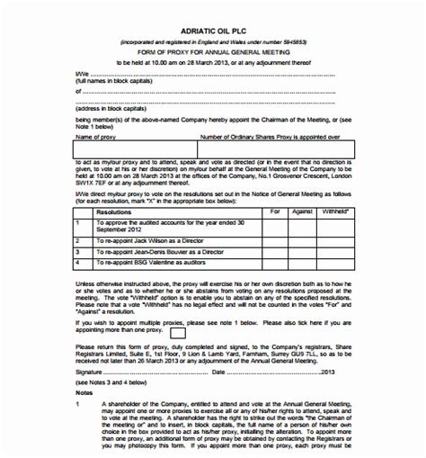 Proxy Letter Template Peterainsworth