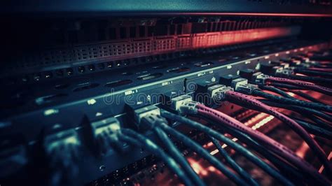 Network Equipment Panel With Cables And Wires On It Generative Ai Stock Illustration