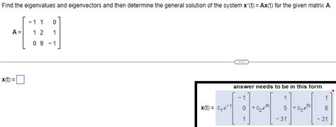Solved Find The Eigenvalues And Eigenvectors And Then