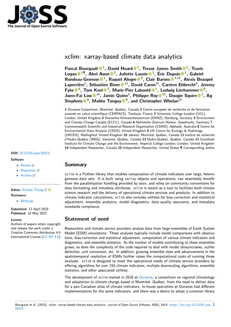 Pdf Xclim Xarray Based Climate Data Analytics