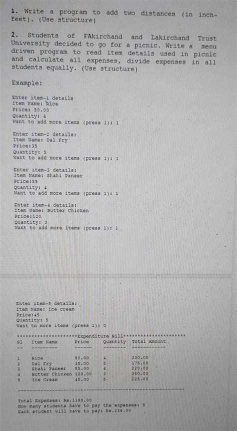 solved 1 write a program to add two distances feet use