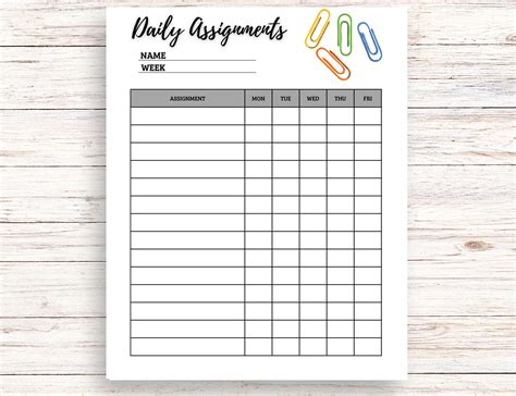 Homeschool Assignments Checklist Printable Pdf Etsy