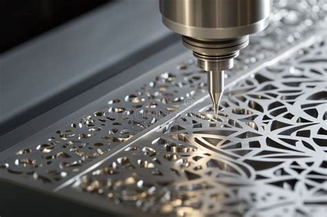 Intricate Metal Patterns Crafted By A High Speed Cnc Milling Tool In A