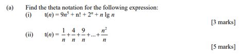 solved a find the theta notation for the following