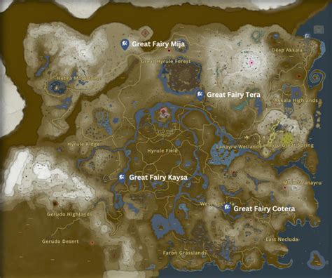 Great Fairy Locations Botw Map World Map Atlas