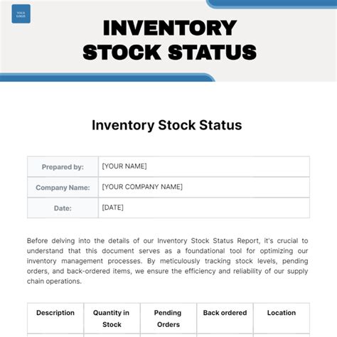 Free Inventory Stock Status Template To Edit Online